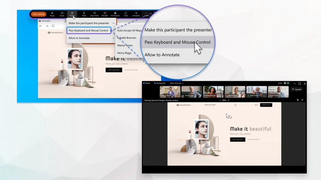 Provide or request remote control in Webex Meetings, Webex Events ...